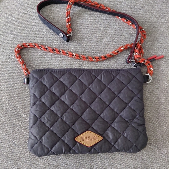 MZ Wallace | Bags | Mz Wallace Charcoal Quilted Crossbody Bag With ...